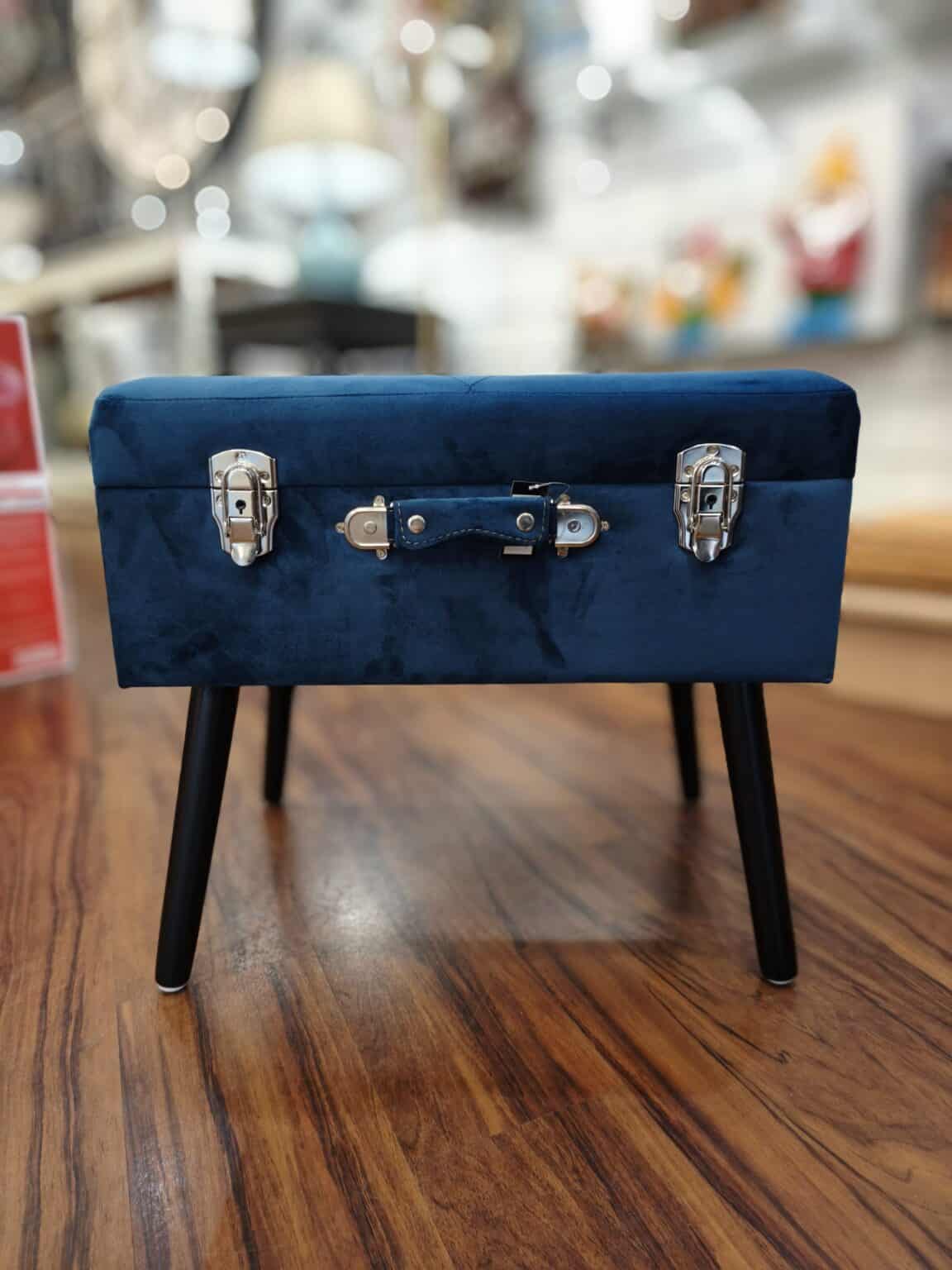 Blue Velvet Storage Footstool - Ashford Collection